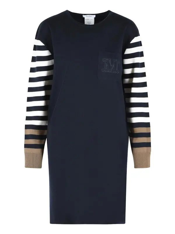 Max Mara Virgin Wool Velo Dress - Blue