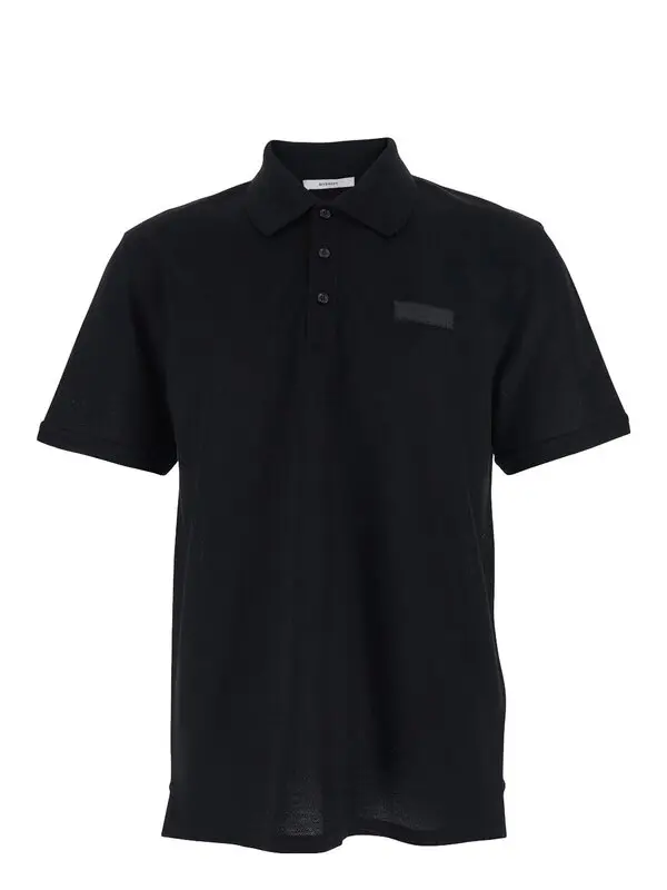 Givenchy Polo Shirt With Logo Patch On The Front In Cotton For - Black
