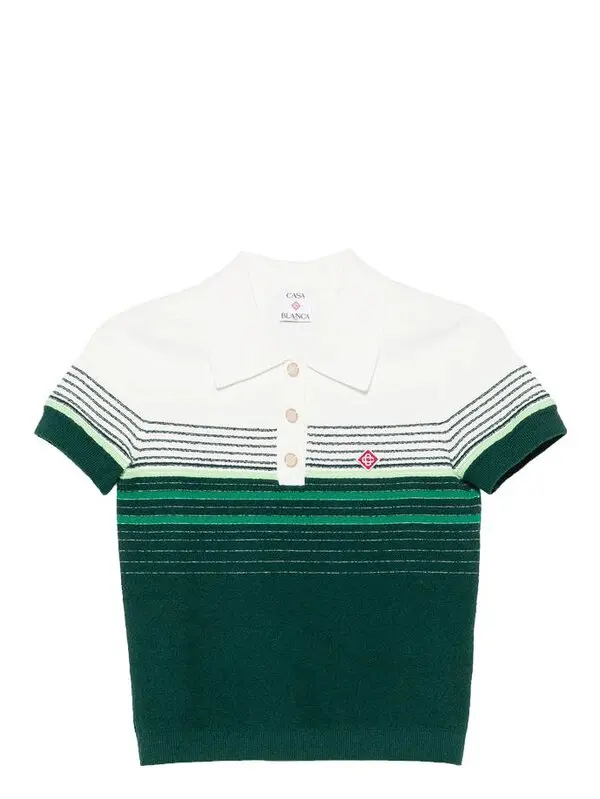 Casablanca Striped Short Sleeve Polo - Green