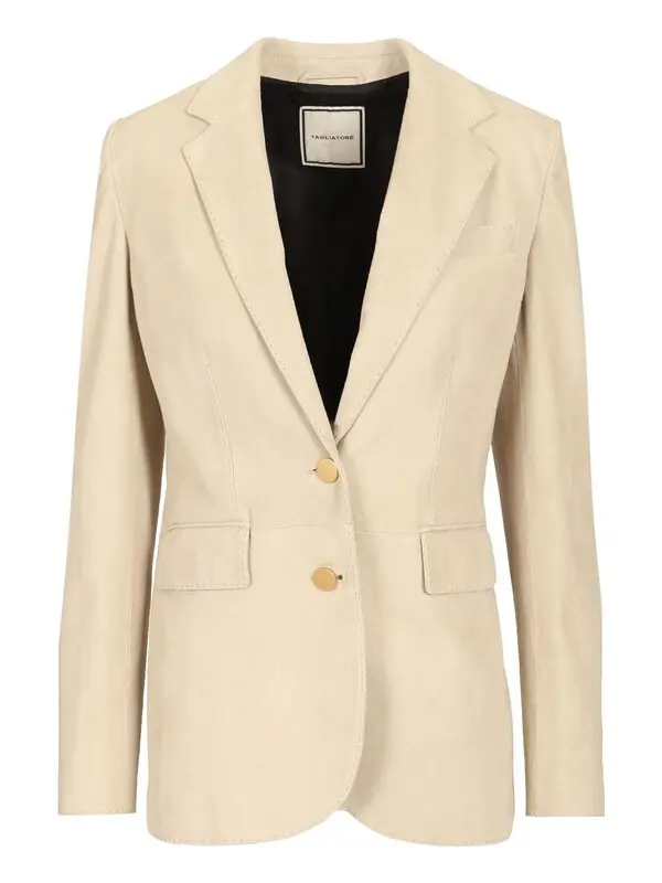 Tagliatore Suede Single-breasted Blazer - Cream