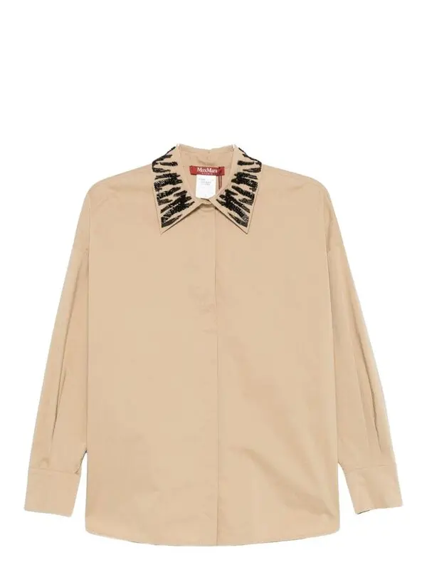 Max Mara Cotton Blend Bead-embellished Collar Shirt - Multicolor