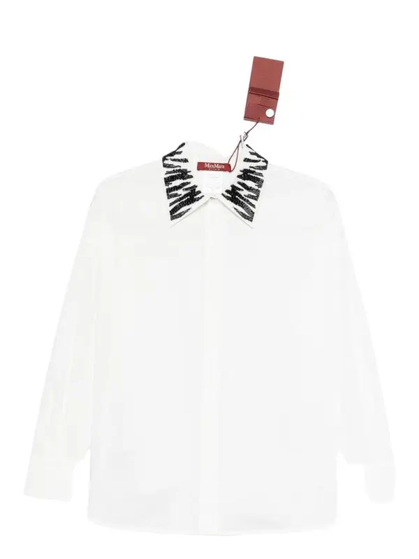 Max Mara Printed Collar Cotton Shirt - Multicolor