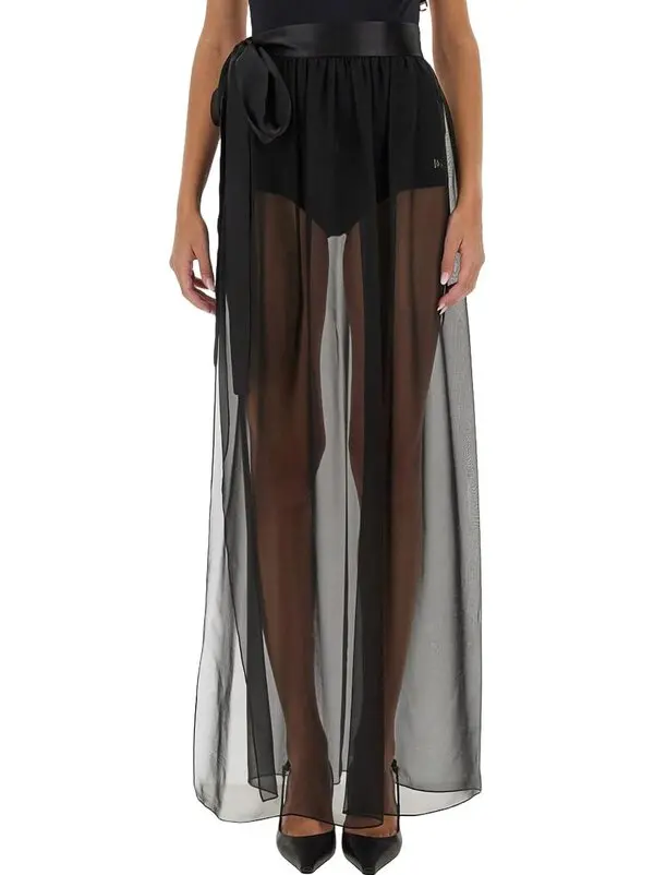 Dolce & Gabbana Silk Chiffon Long Skirt - Black