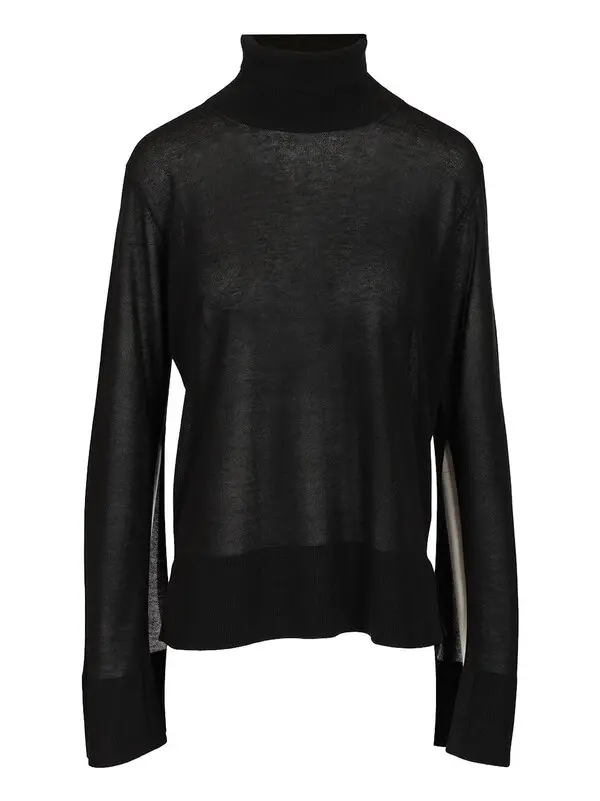 TOTEME Turtleneck With Slits On The Sleeves - Black