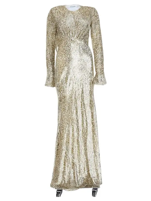 SELF-PORTRAIT Metallic Effect Maxi Dress - Gold