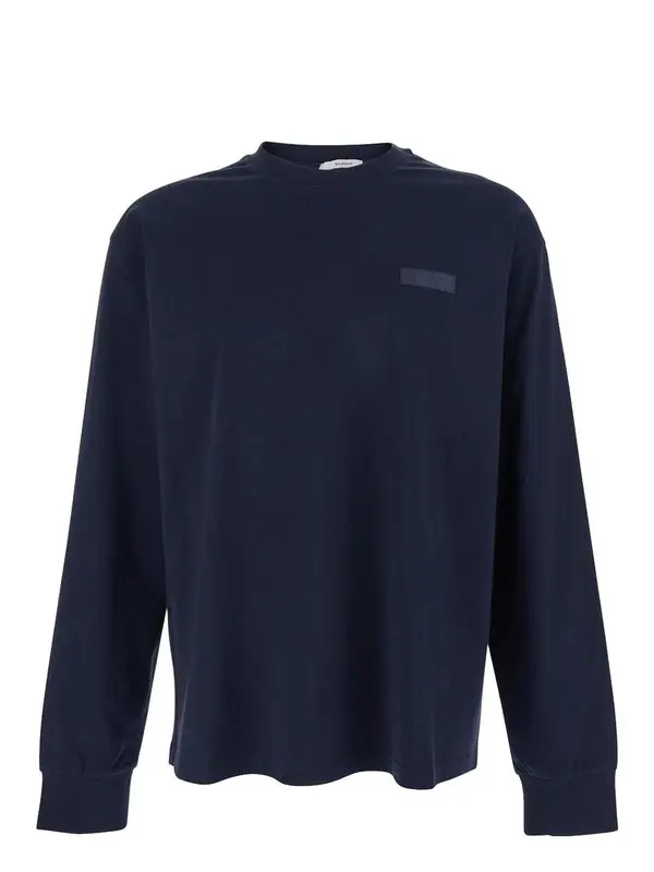 Givenchy Blue Long-sleeved T-shirt With Logo Patch On The Chest In Cotton For - Multicolor