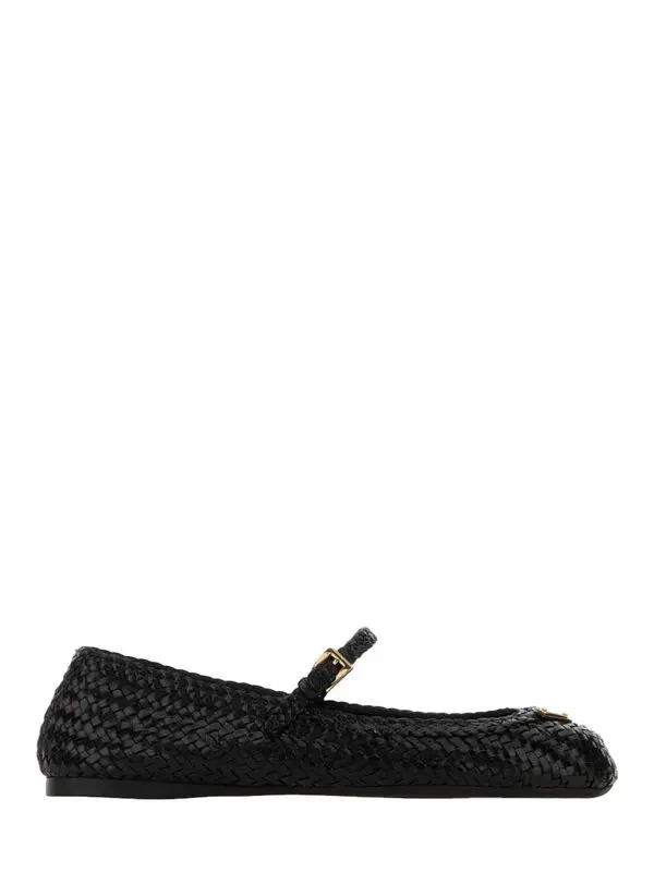 Prada Woven Leather Ballerinas - Black