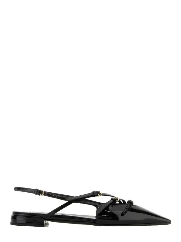 Miu Miu Patent Leather Slingback Flats - Black