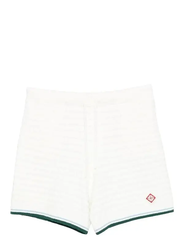 Casablanca Diamond-quilted Terry-cloth Track Shorts - Cream