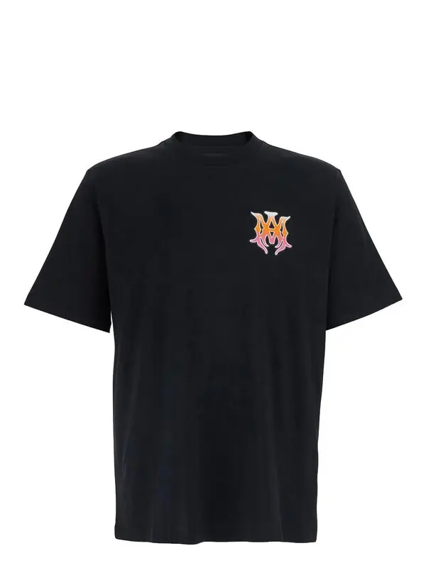 Amiri Black Crew Neck T-shirt With Print Detail On The Front And Maxi Print On The Back In Cotton For - Multicolor