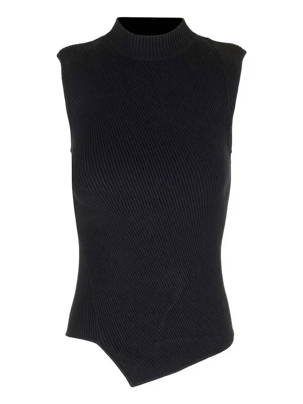 TOTEME Asymmetric Knit Top - Black