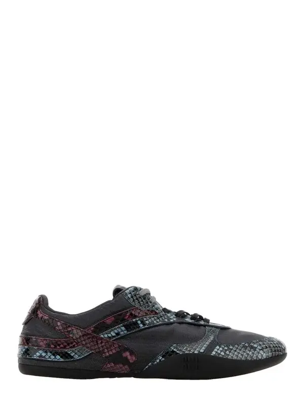 Miu Miu Nylon And Python Print Leather Sneakers - Gray
