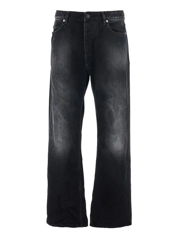 Balenciaga Black Jeans With Belt Loops And Distressed Design In Denim - Multicolor