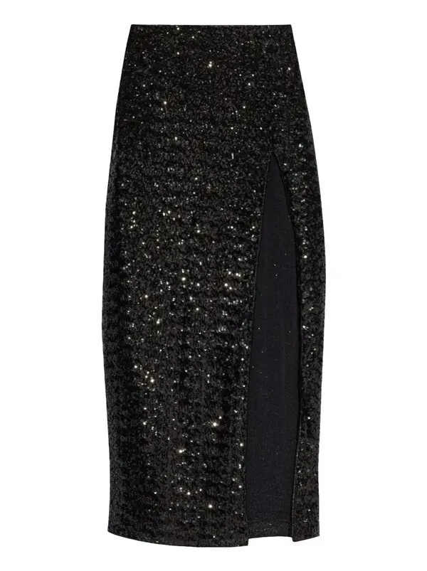 Oseree Sequined Midi Skirt - Black