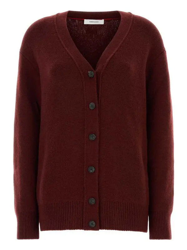 FERRAGAMO Cashmere Blend Cardigan - Red