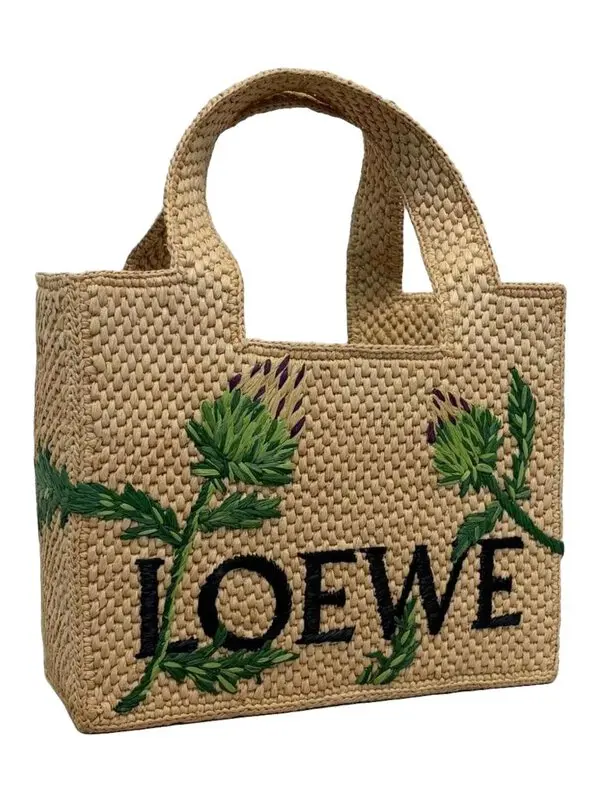 Loewe Font Small Raffia Tote - Multicolor