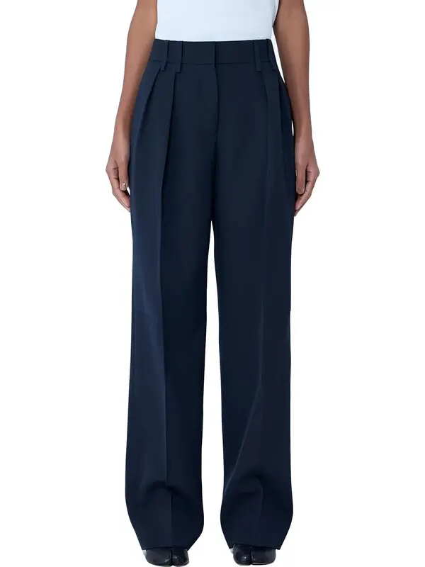 JIL SANDER High-waisted Pleated Pants - Blue
