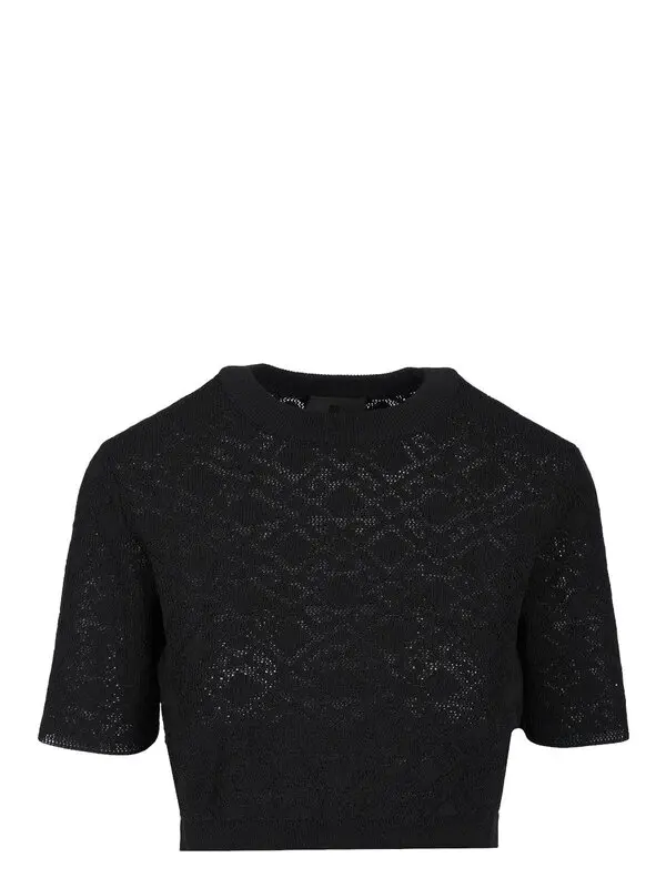 Givenchy Monogram 72 Jacquard Short-sleeved Crop Sweater - Black