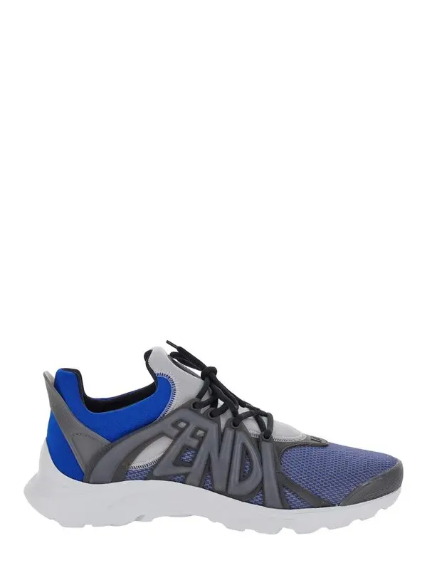 Fendi Tag' Blue Sneakers With Logo In Techno Mesh - Multicolor