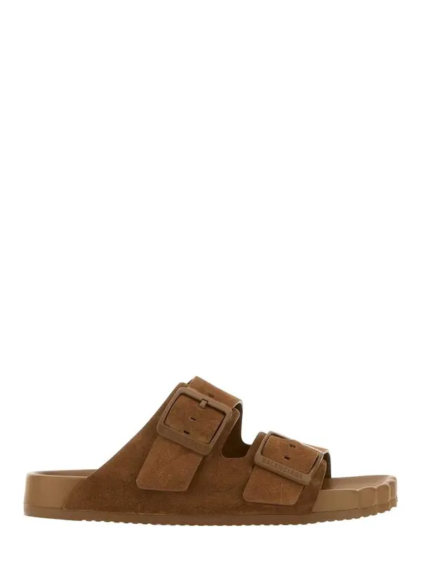 Balenciaga Suede Sunday Slippers - Brown