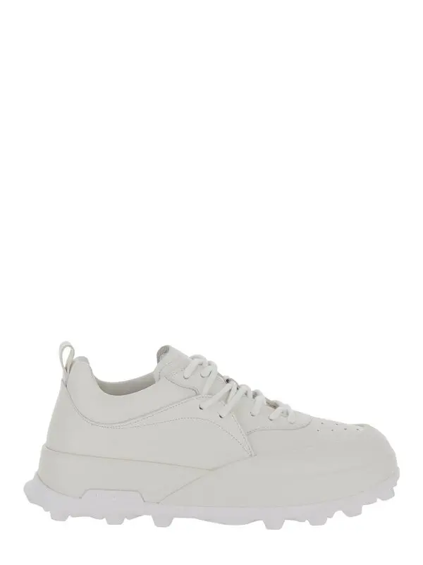 JIL SANDER Leather Low Top Cleated Sole Sneakers - Multicolor