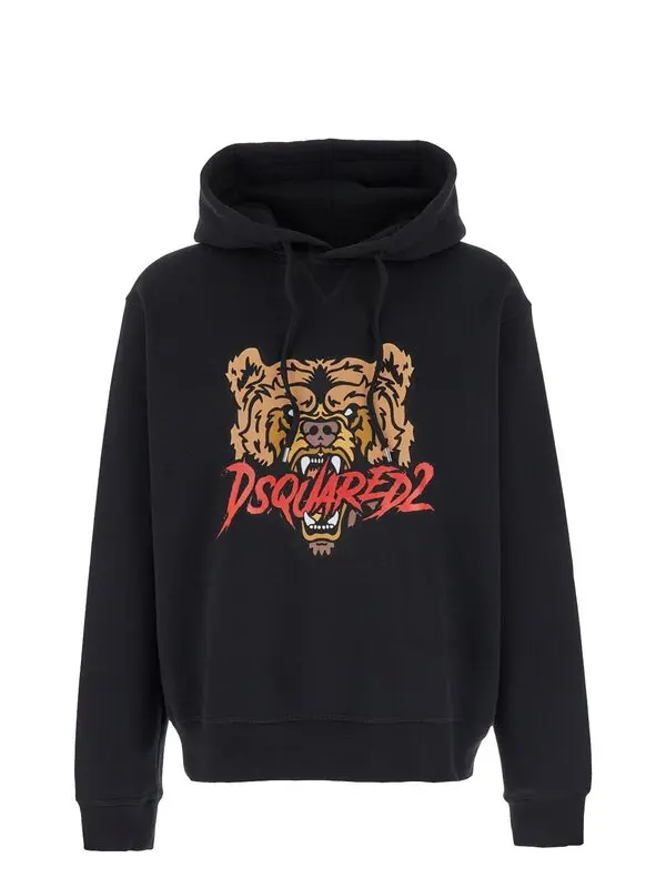 Dsquared2 Cotton Hoodie With Maxi Logo Print - Multicolor