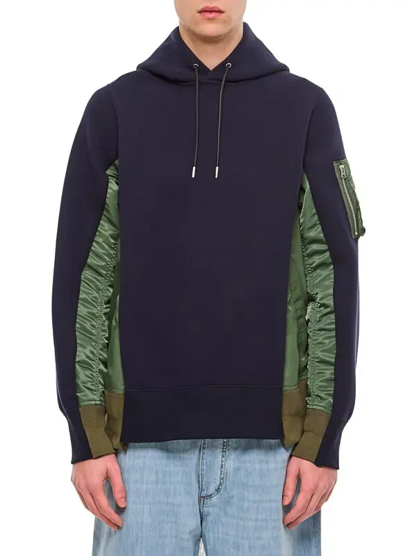 Sacai Sponge Sweat X Nylon Twill Pullover - Blue