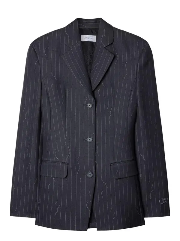 Off-White Pinstriped Blazer - Gray