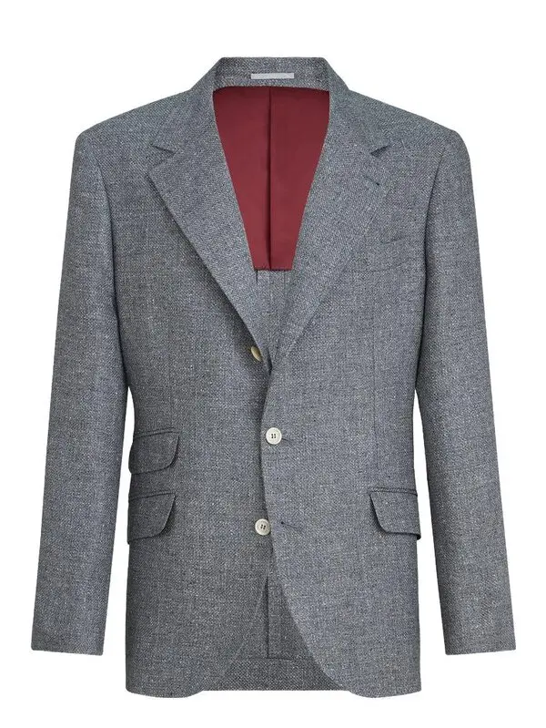 Brunello Cucinelli Silk Blend Tailored Blazer - Gray