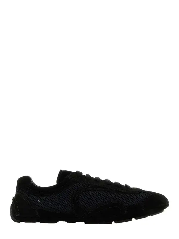 Prada Montecarlo Suede And Mesh Sneakers - Black
