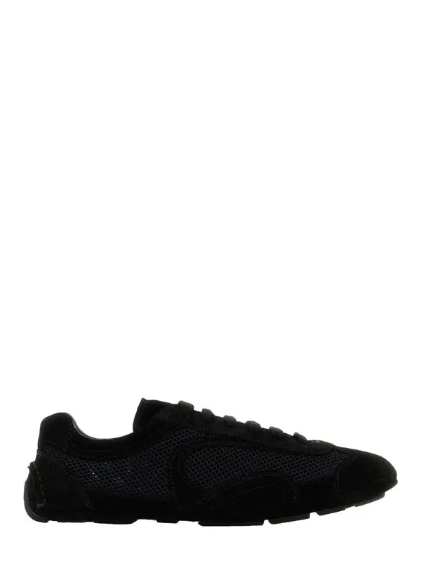 Prada Montecarlo Suede And Mesh Sneakers - Black