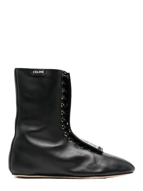 Celine Leather Lace-up Boots - Multicolor