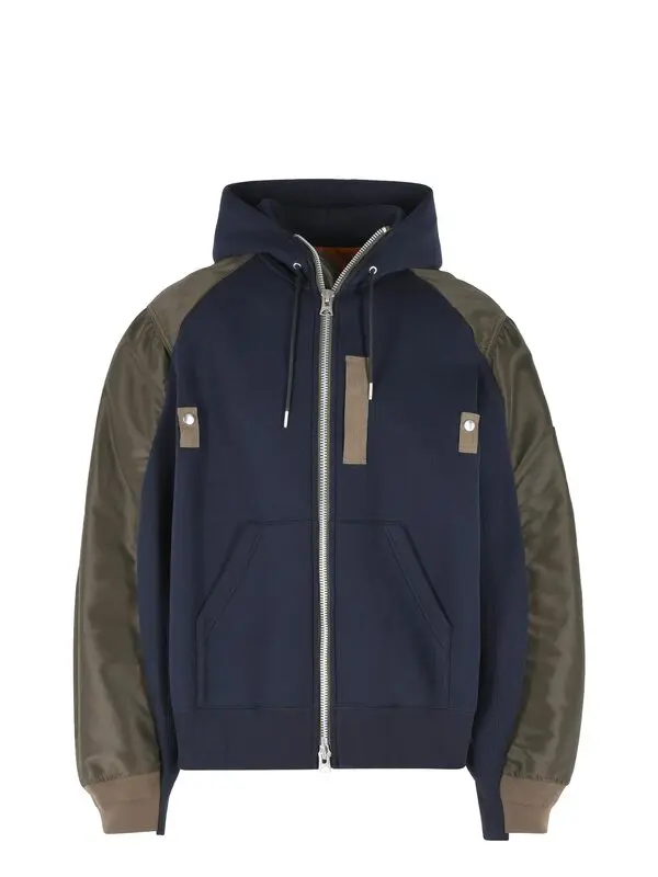 Sacai Cotton And Polyester Blend Hooded Sweatshirt - Blue