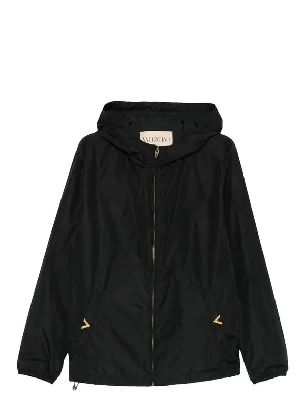 Valentino Garavani Hooded Zip Fastening Jacket - Black