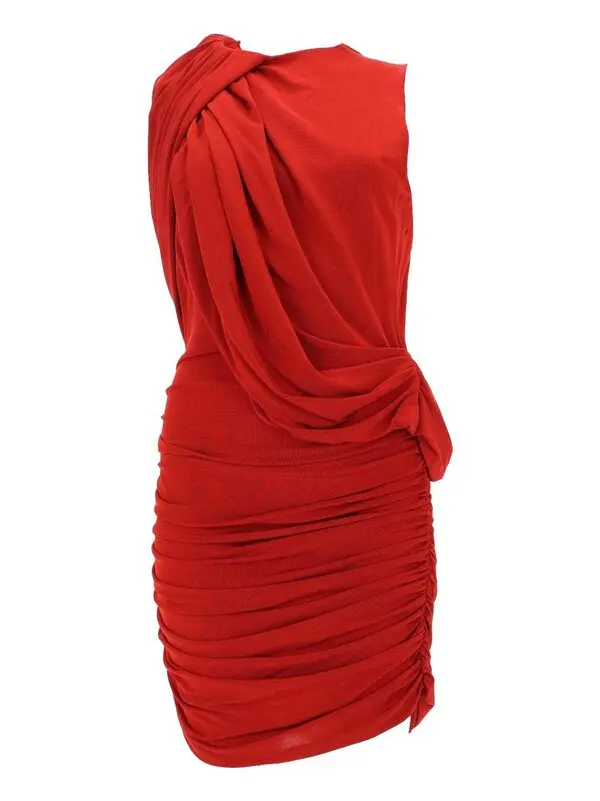 Magda Butrym Abito Corto Con Drappeggio - Red