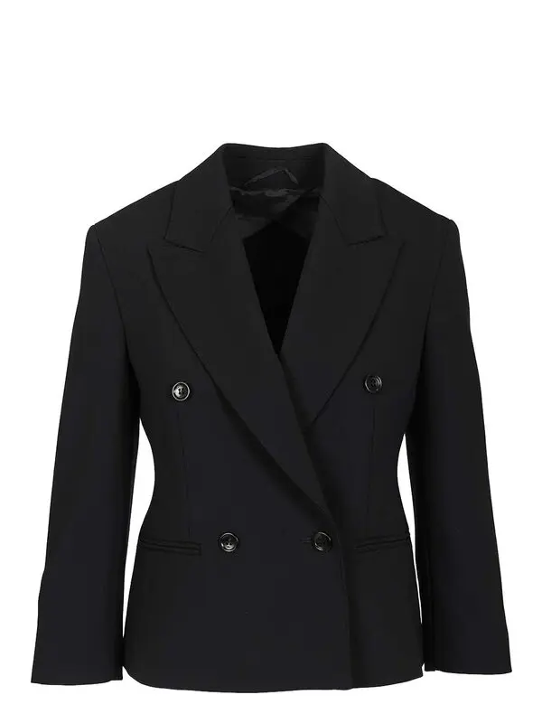 Max Mara Wool Canvas Crop Blazer - Blue