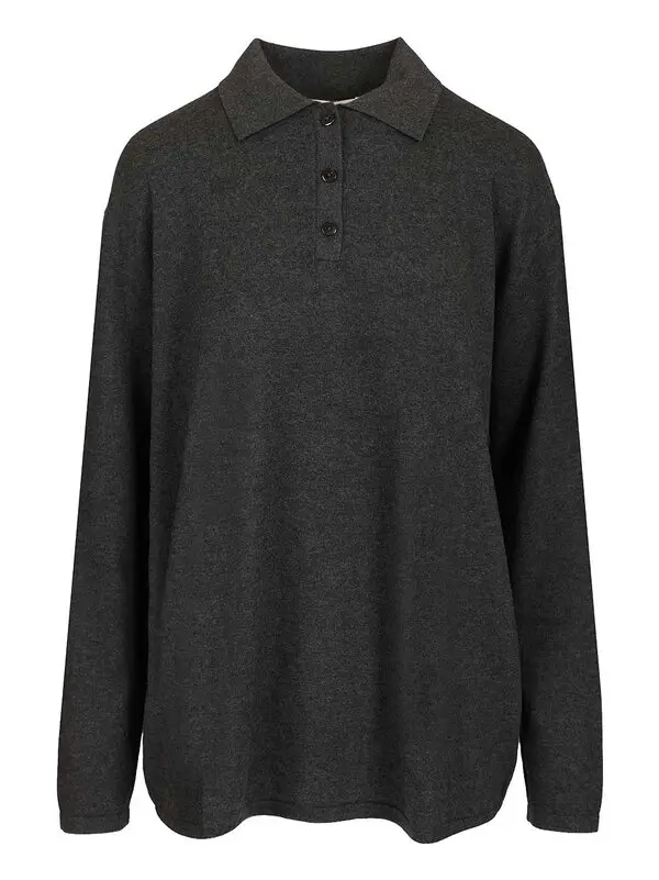 LISA YANG Cotton Cashmere Polo Sweater - Blue