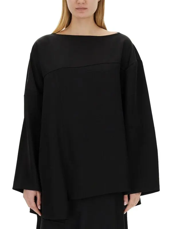 JIL SANDER Asymmetrical Regular Fit Top - Black