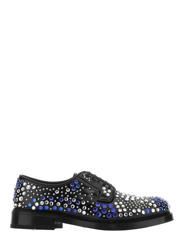 Prada Embellished Leather Lace-up Shoes - Multicolor