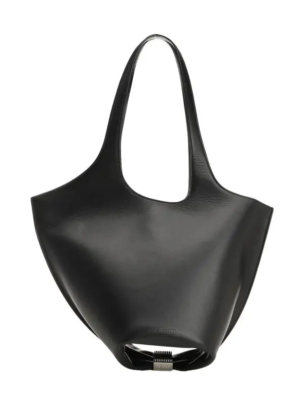 Attico La Scoop Leather Shoulder Bag - Black
