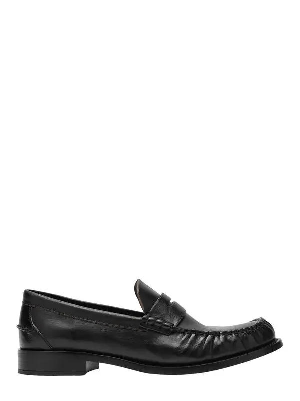 Prada Polished Leather Loafers - Black