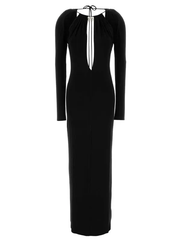 MARINE SERRE Jersey Long Dress - Black