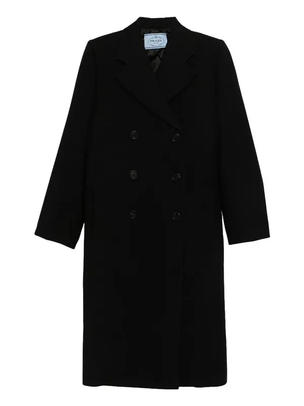 Prada Virgin Wool Double-breasted Coat - Black