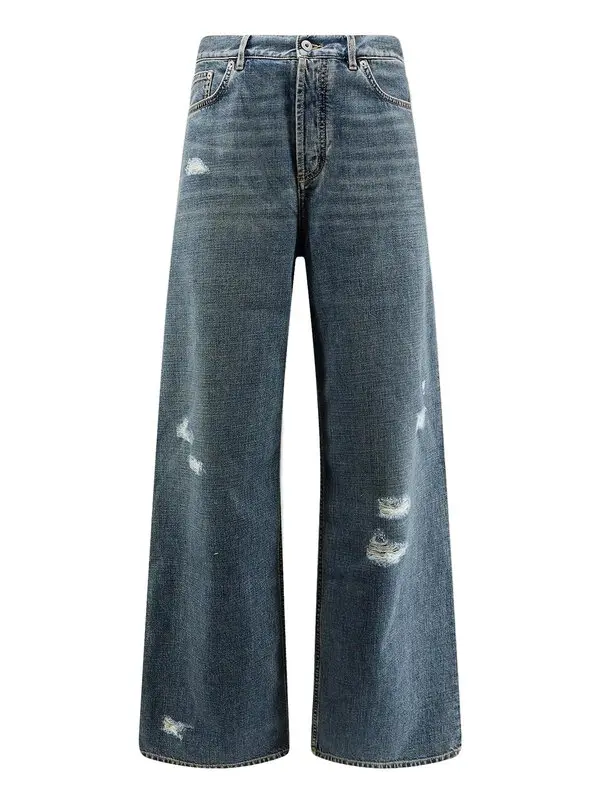 Dior Destroyed-effect Blue Denim Jeans - Multicolor