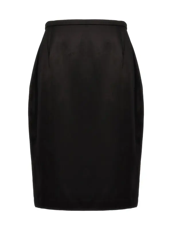 Saint Laurent Viscose Satin Pencil Skirt - Black