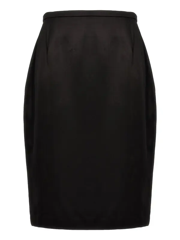 Saint Laurent Viscose Satin Pencil Skirt - Black