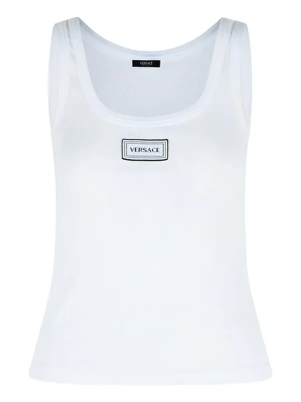 Versace Ribbed Cotton Tank Top - White