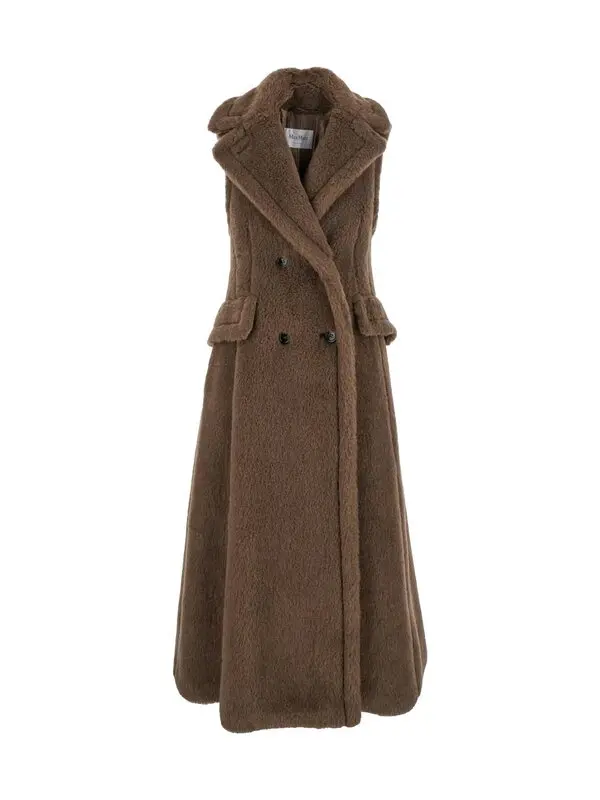 Max Mara Sleeveless Coat With Wide Classic Lapels In Fur - Multicolor