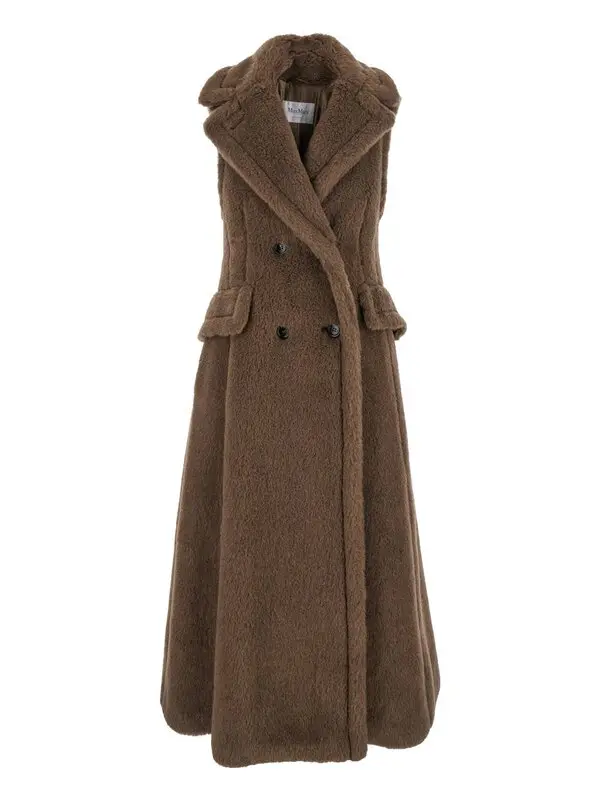 Max Mara Sleeveless Coat With Wide Classic Lapels In Fur - Multicolor
