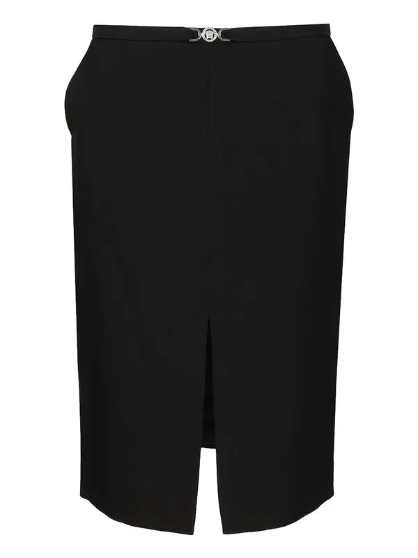 Versace Double Wool Crêpe Midi Skirt - Black